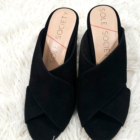 Sole Society | Shoes | Nwot Sole Society Luella Black Thick Heel Mule ...